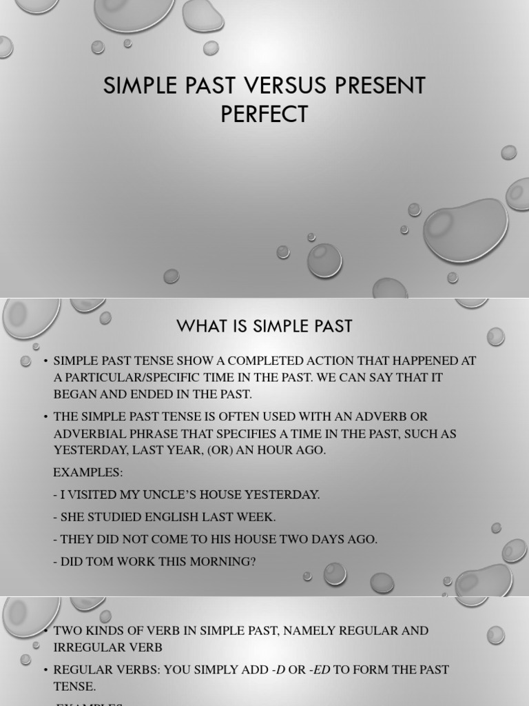 Simple Past Vs Present Perfect | PDF | Grammatical Tense | Verb