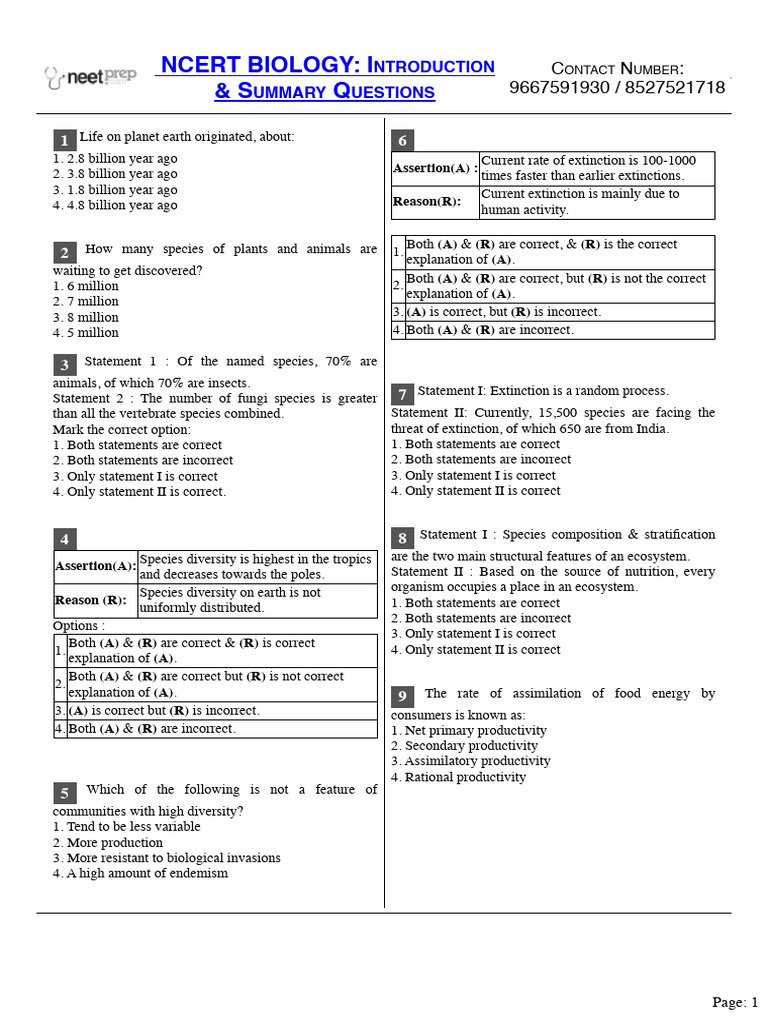 Biology MCQs: Diversity, Evolution, and Genetics | PDF | Meiosis | Cell (Biology)