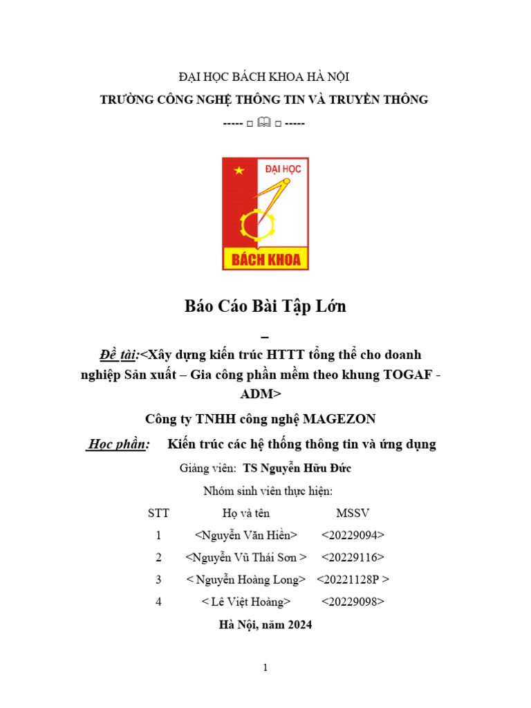 BTL - Kiến Trúc Các HTTT Và Ứng Dụng | PDF