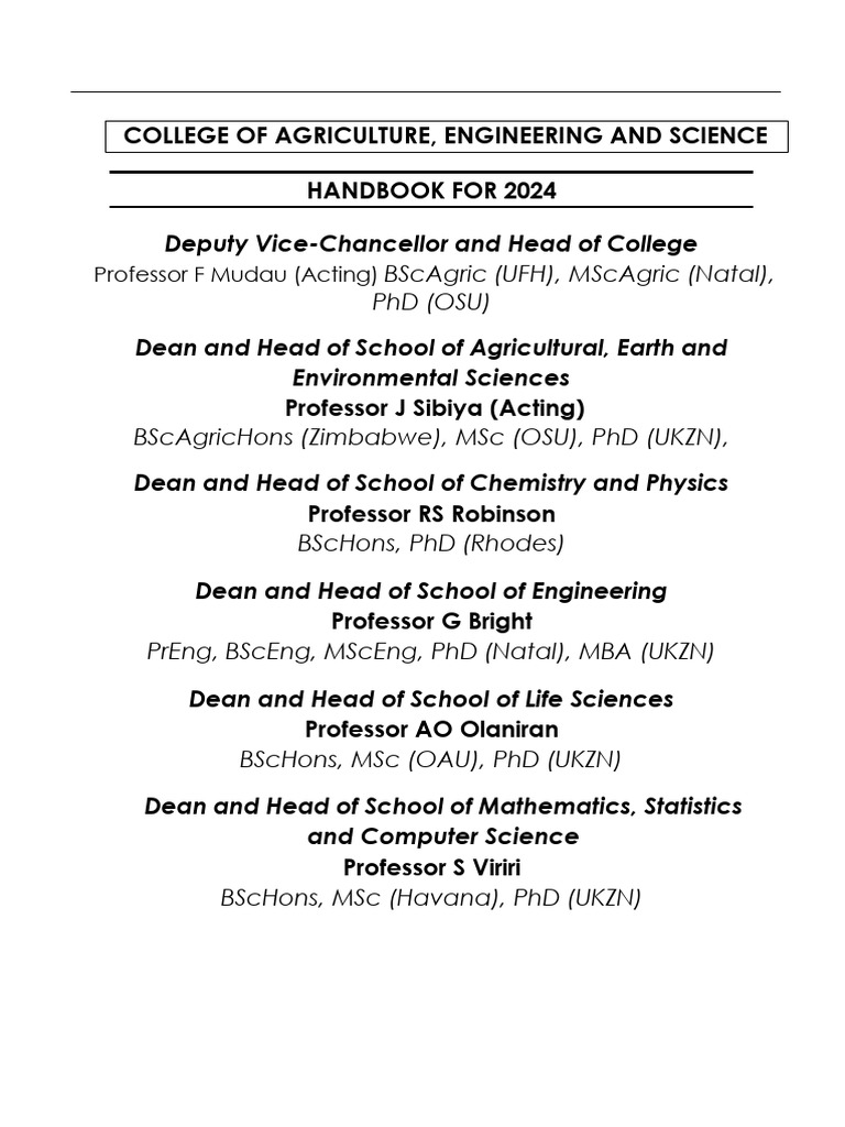UKZN 2024 Academic Handbook | PDF | Academic Degree | Bachelor's Degree