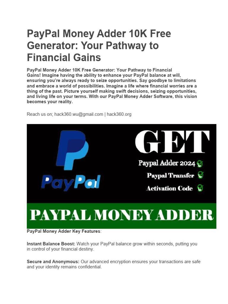 PayPal Money Adder 10K Free Generator 2024 | PDF