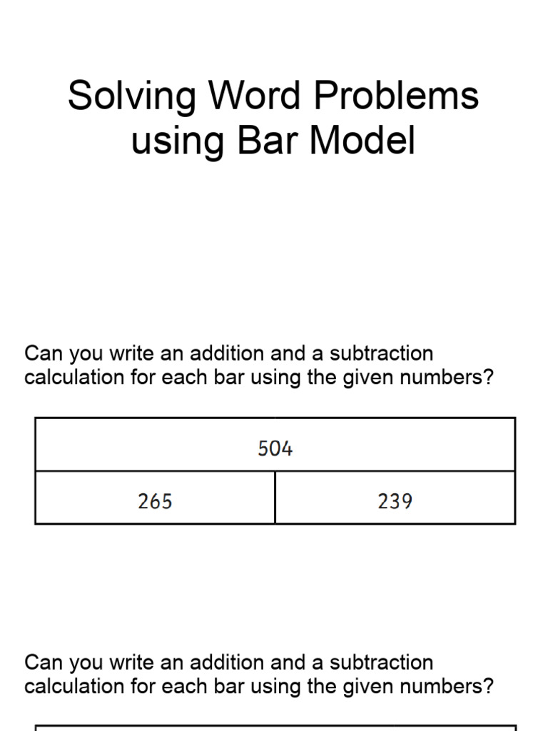 Word Problems (Bar Model) | PDF