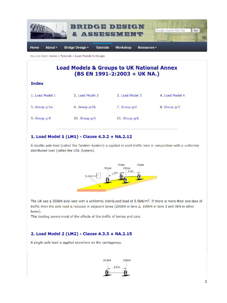 Bridge Design Load Model 1 To 4 And Group Loads To Eurocode Bridge Loading Pdf