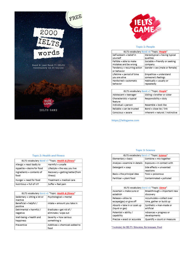 IELTS Vocabulary PDF 2000 Words To Score 7 - 8 in IELTS Exam IELTS | PDF | Logging | Crimes