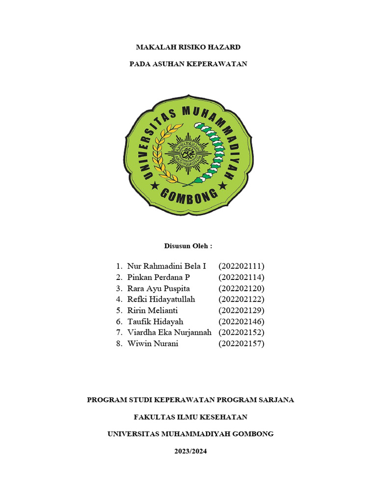 Makalah k3 Kelompok 2c (Risiko Hazard Pada Askep) | PDF | Pengembangan Diri