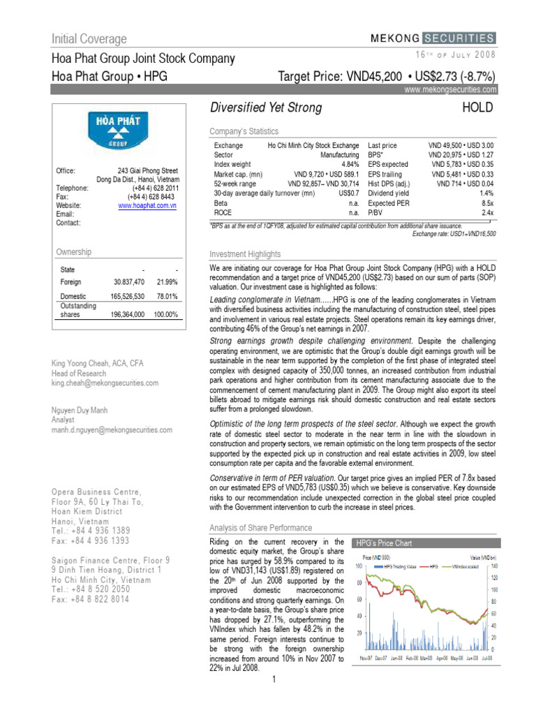 HPG Stock Analysis and Target Price | PDF | Bric | Iron Ore