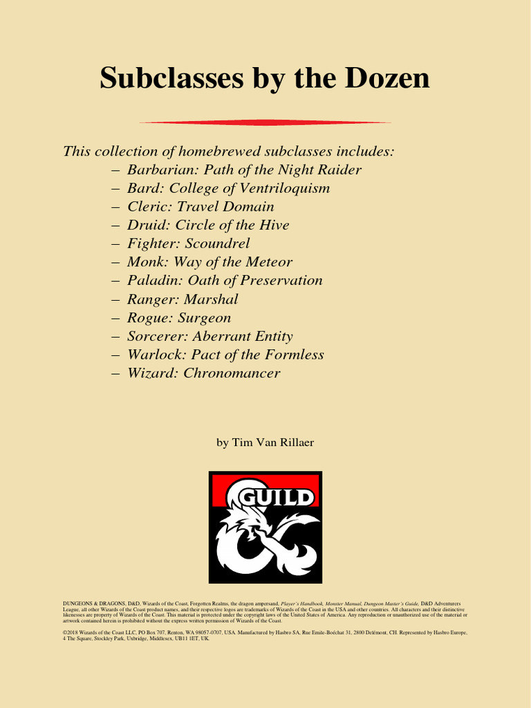 Subclasses by The Dozen | PDF | Wizards Of The Coast | Puppets