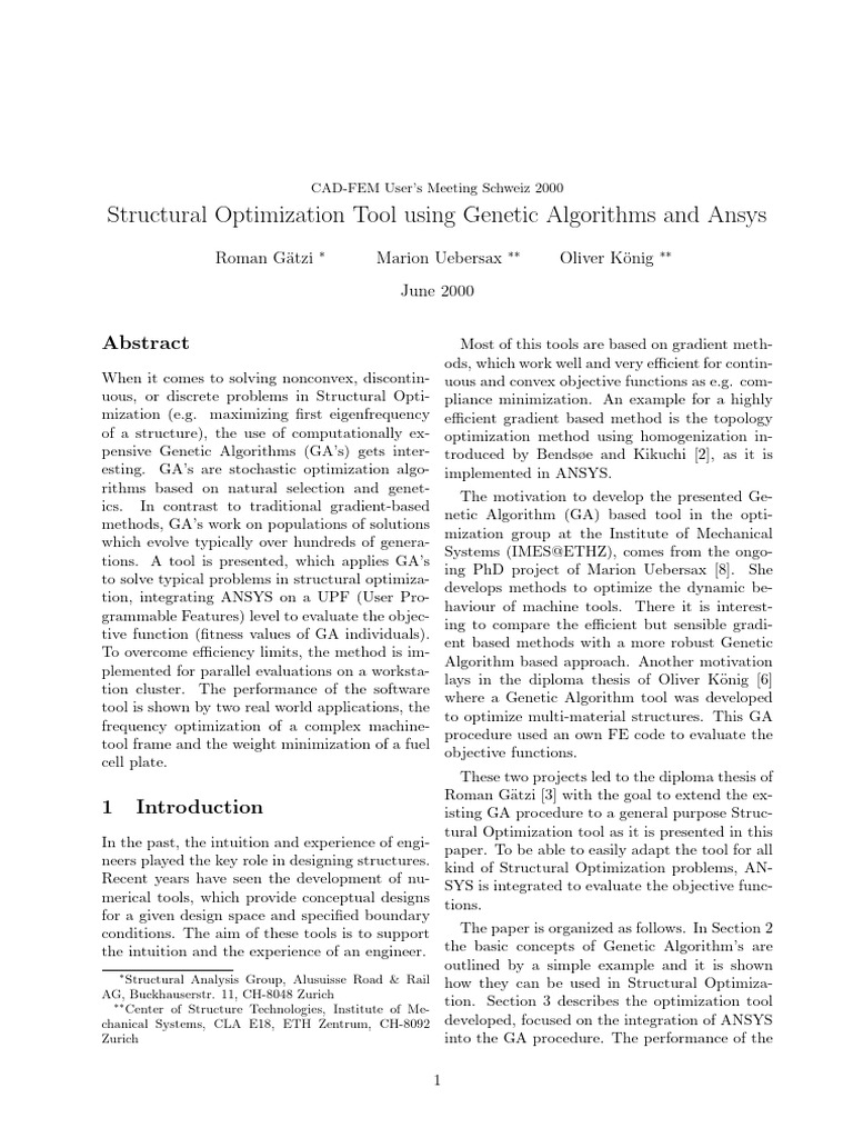 Genetic Algorithms for Structural Optimization | PDF | Genetic Algorithm | Mathematical Optimization