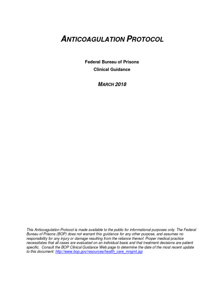 Anticoagulation Protocol | PDF | Medicine | Health Care