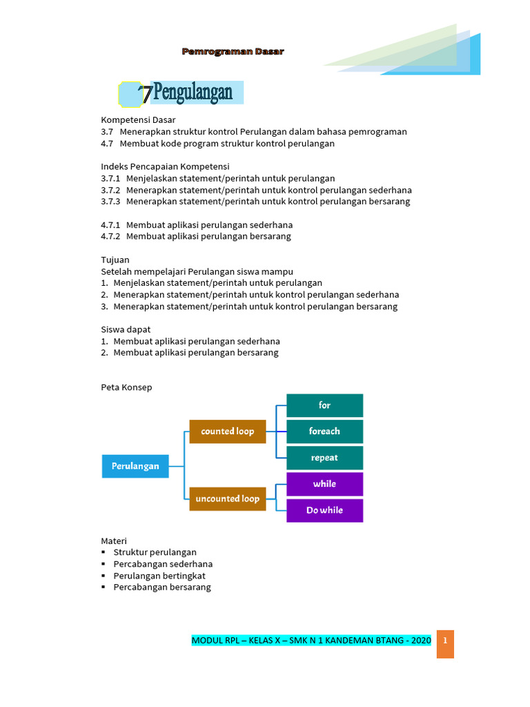 Bab 7 Pengulangan Looping | PDF