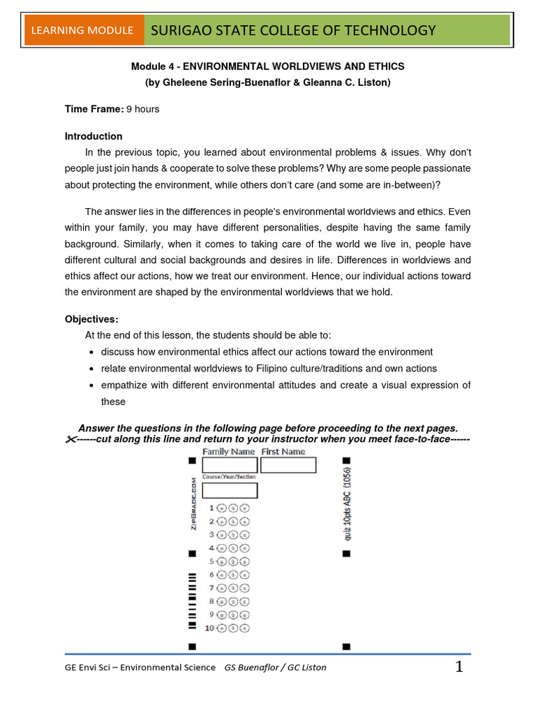 Learning Module GE Envi Sci - Module 4 - GSB and GCL | PDF | Natural Environment | Environmental ...