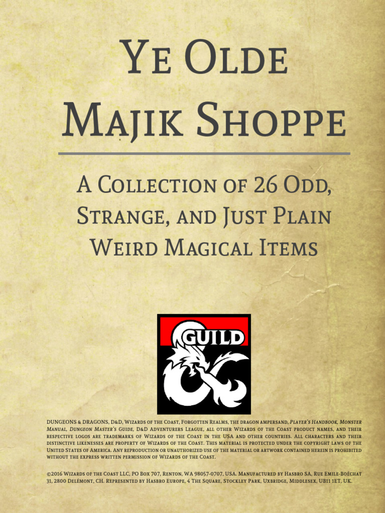 Ye Olde Majik Shoppe | PDF | Wizards Of The Coast | Dungeons & Dragons