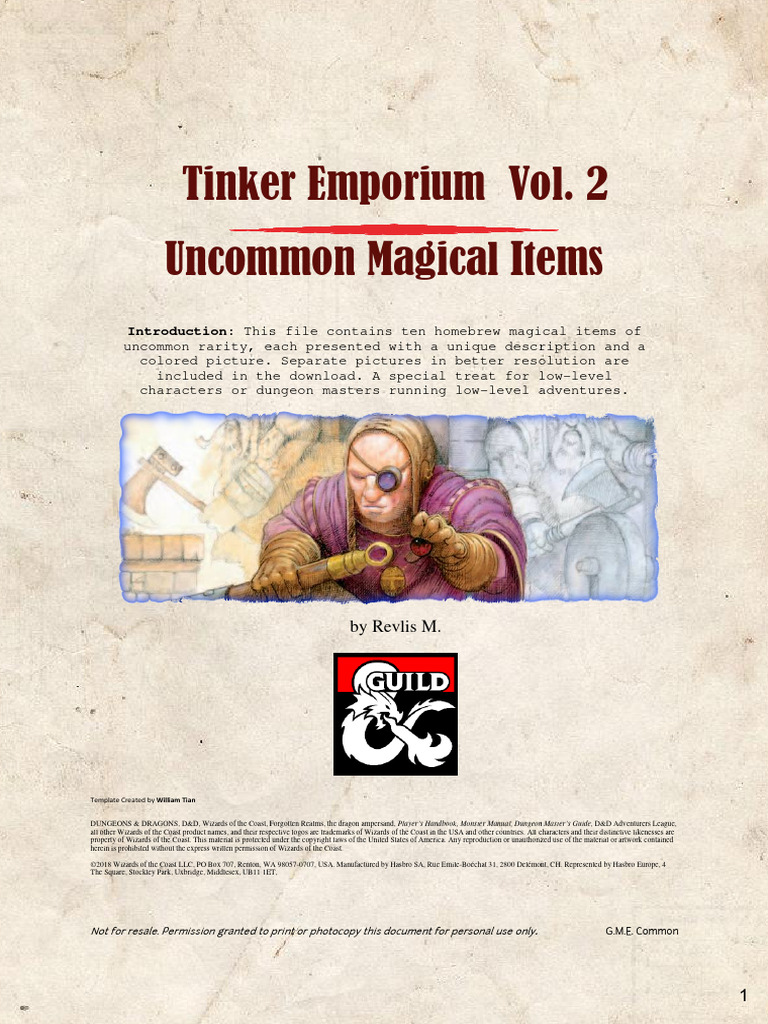 Tinker_Emporium_Vol._2_-_Uncommon_Items | PDF | Wizards Of The Coast ...