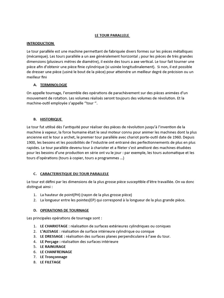 Le Tour Parallele | PDF | Machine | Ingénierie mécanique