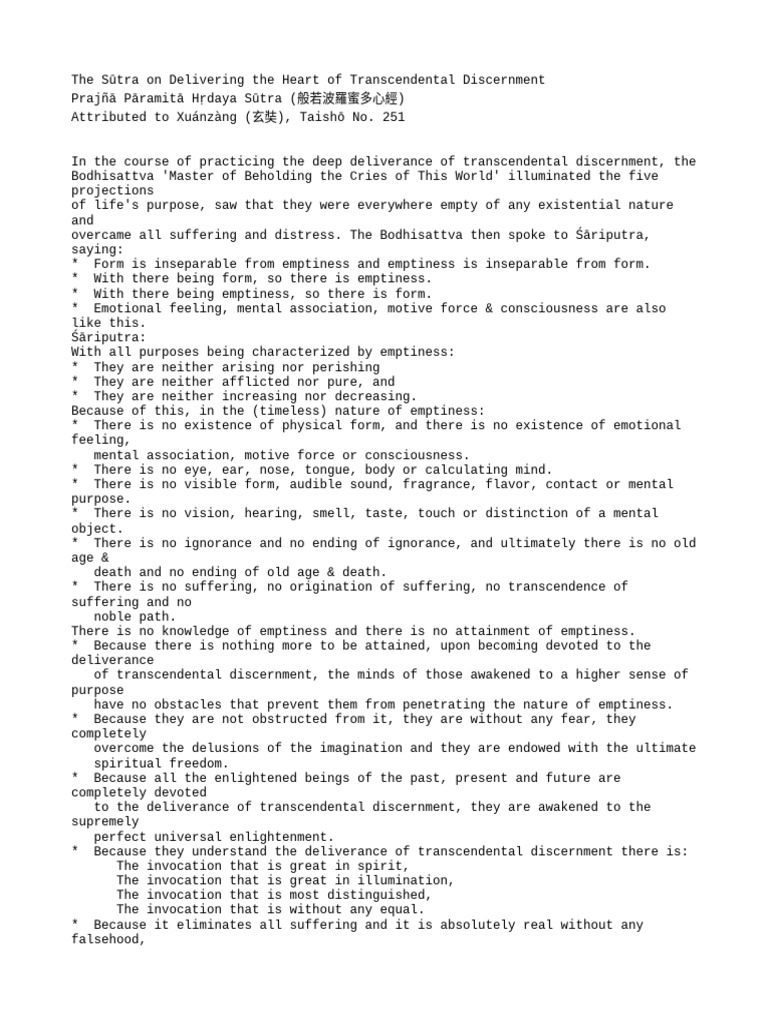 The Sūtra On Delivering The Heart of Transcendental Discernment ...
