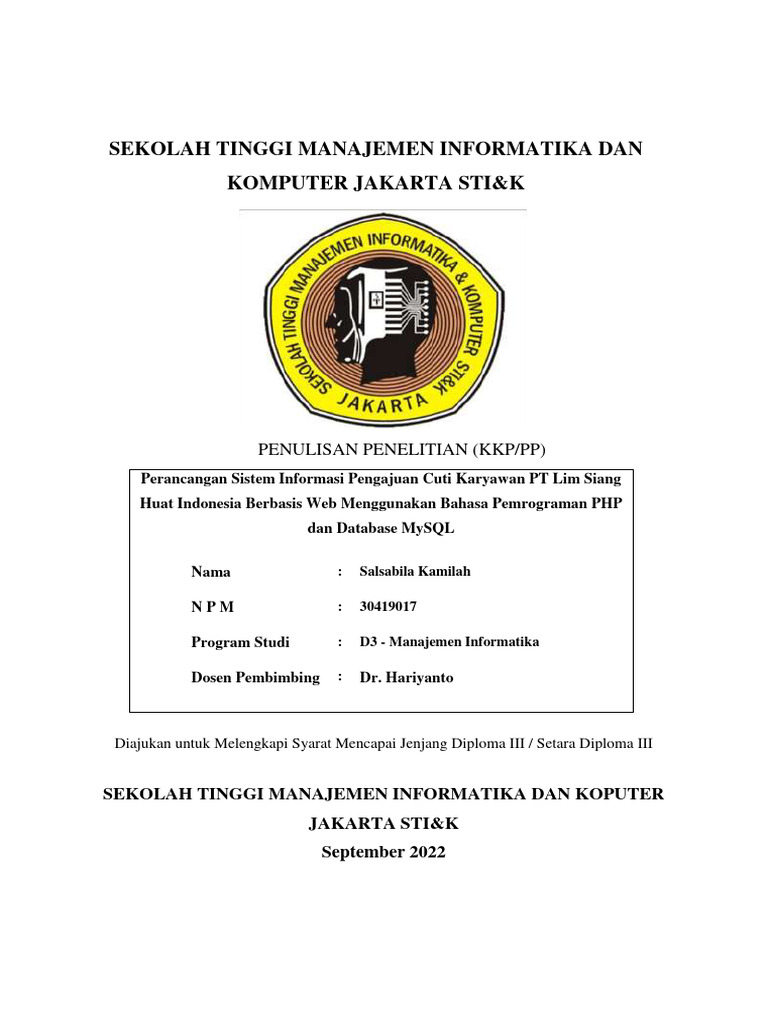 Sekolah Tinggi Manajemen Informatika Dan Komputer Jakarta Sti&K | PDF | Komputer