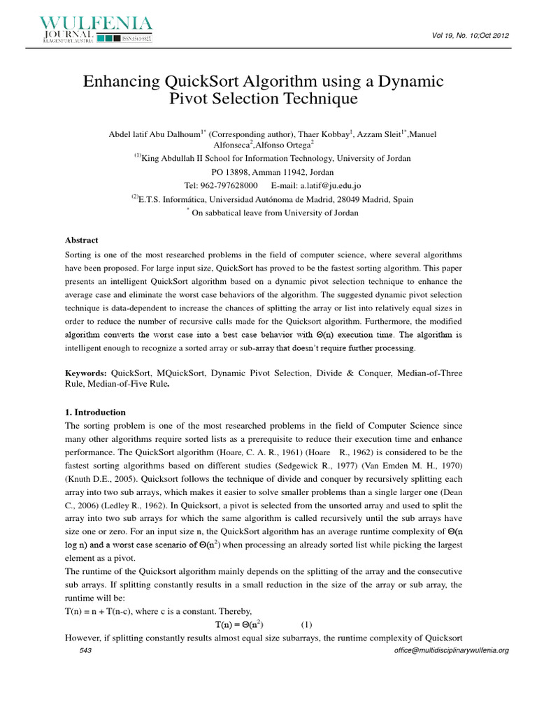 Quick Sortpublished | PDF | Algorithms And Data Structures | Computer Programming