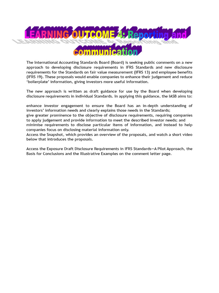 Learning Outcome 4 - Reporting and Communication - SN | Download Free ...