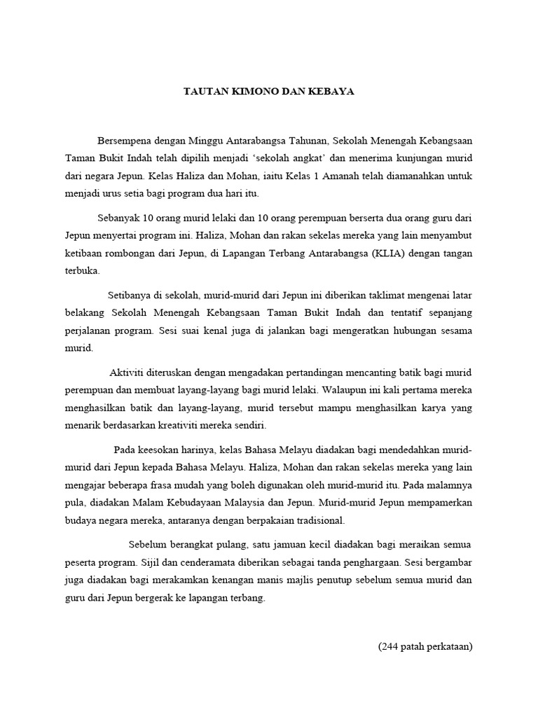 Contoh Karangan Tautan Kimono Dan Kebaya | PDF