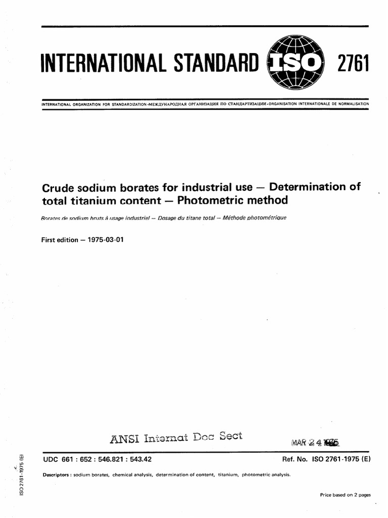 ISO 02761-1975 Scan | PDF | International Organization For ...