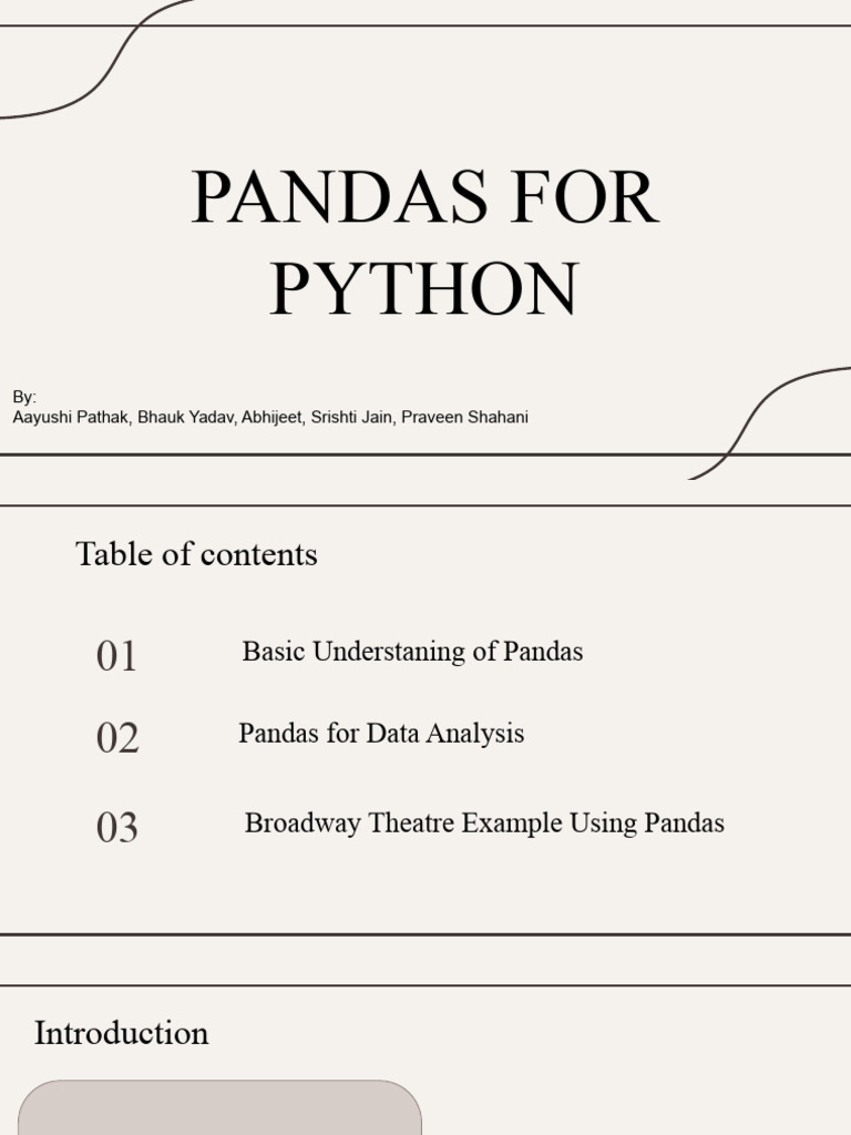 Python Pandas Presentation Pdf Computer Programming Computing 
