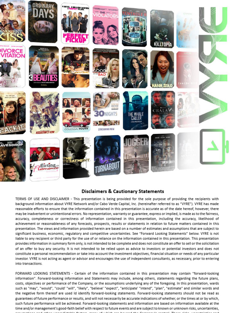 VYRE - Next Gen in Film TV Q4-2023 Deck | PDF | Streaming Media | Information
