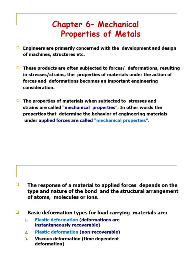 Chapter 6 - Mechanical Properties of Metals | Download Free PDF | Deformation (Engineering ...