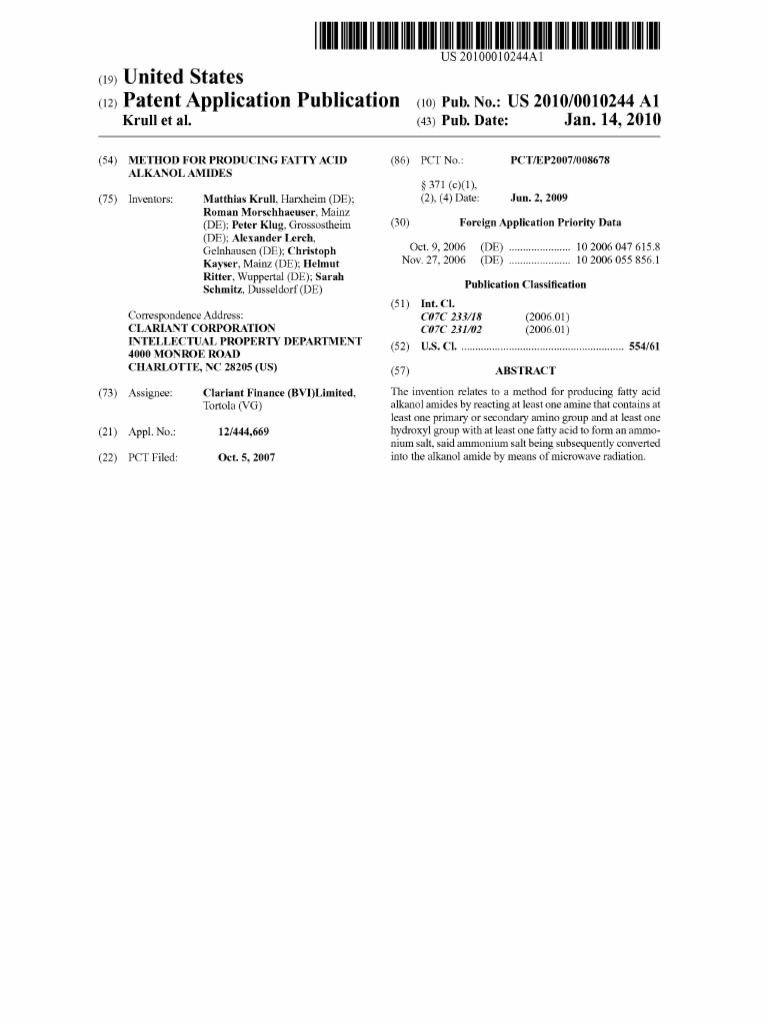 Method For Producing Fatty Acid Alkanol Amides | PDF