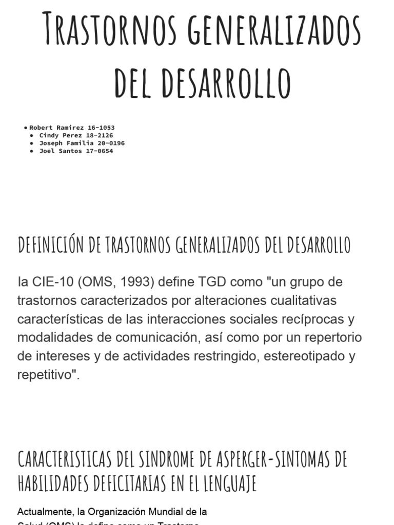 Trastornos Generalizados Del Desarrollo | Descargar gratis PDF | Síndrome de Asperger ...