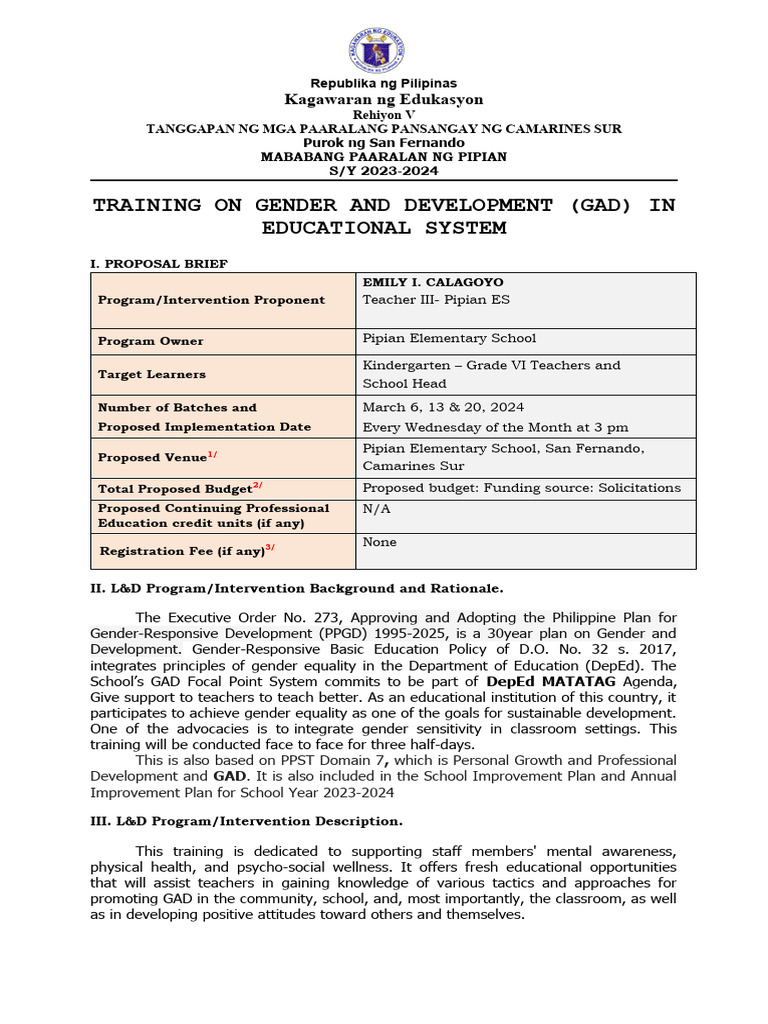 School Gad-Proposal | PDF | Teachers | Schools