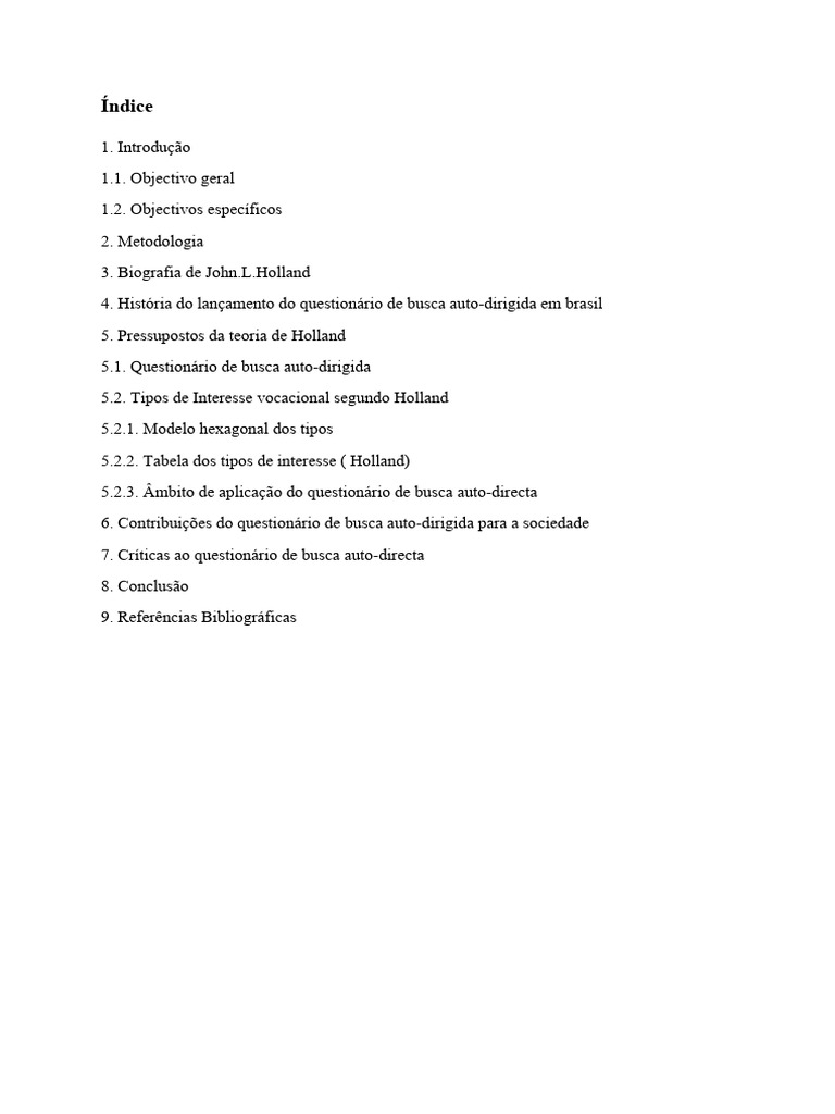 Questionário de Holland: Teoria e Aplicações | PDF | Psicologia ...