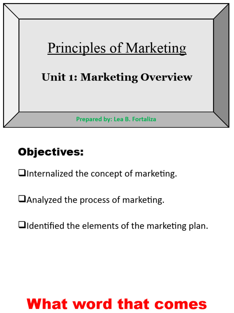 Unit 1 - Marketing Overview | PDF | Marketing | Advertising