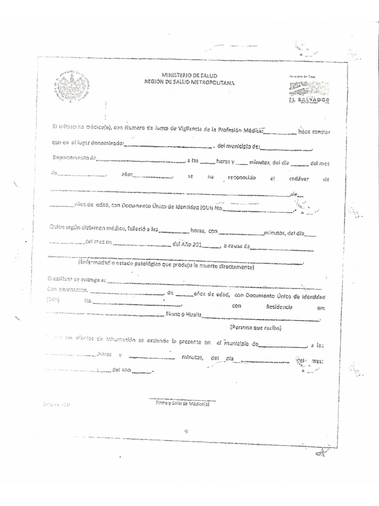 Modelo de Acta de Defunción | PDF