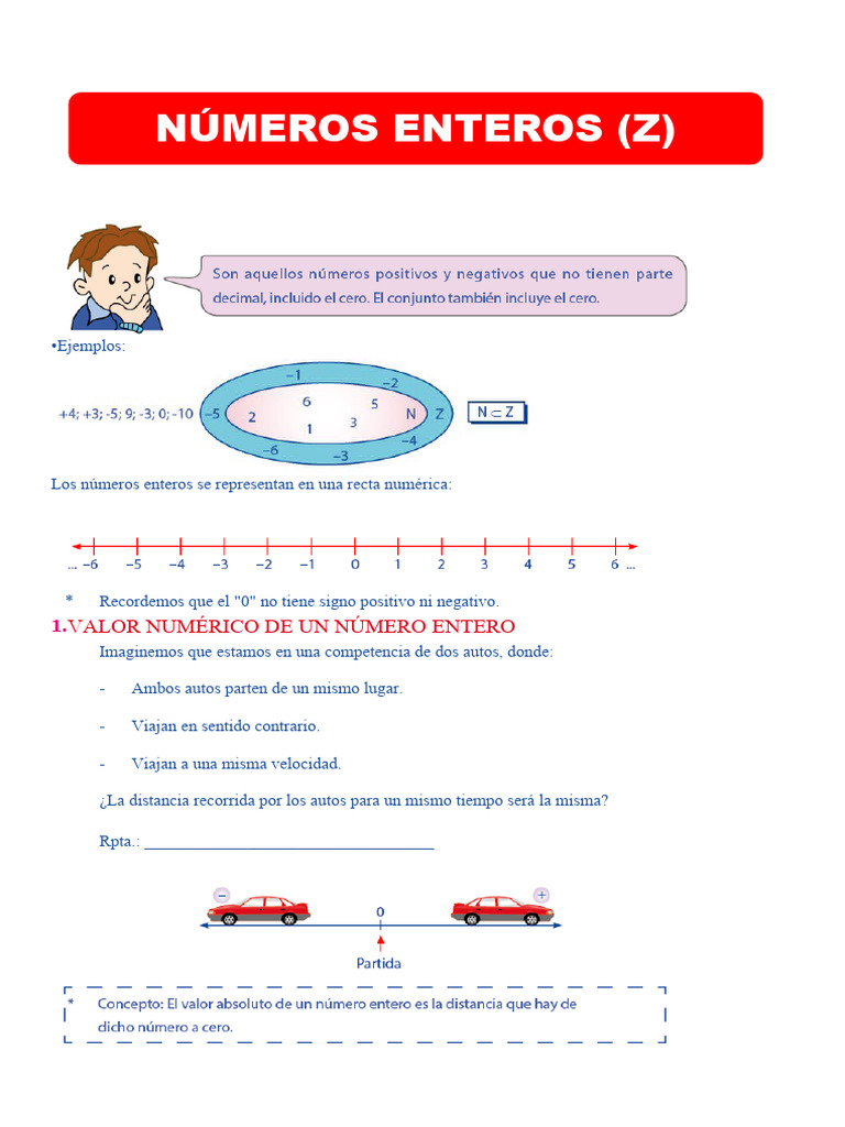 FICHA MAT Los Números Enteros 22 11 | PDF | Entero | Matemática Elemental