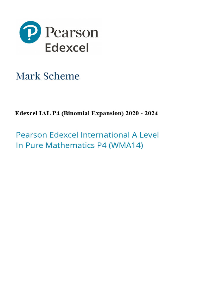 Edexcel IAL P4 (Binomial Expansion) 2020 - 2024 MS | PDF | Elementary Mathematics | Arithmetic