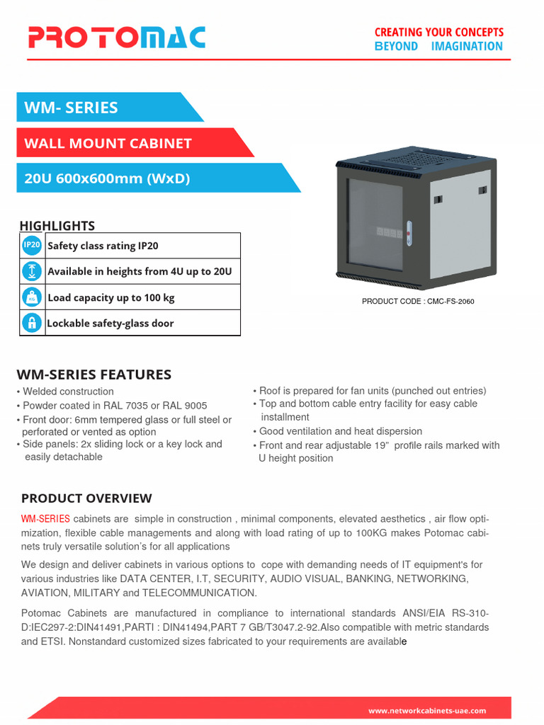 Protomac Single Section Wall Mount Cabinet 20u 600X600 N | PDF ...