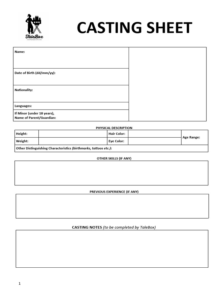 Casting Sheet Template | PDF | Politics | Social Science