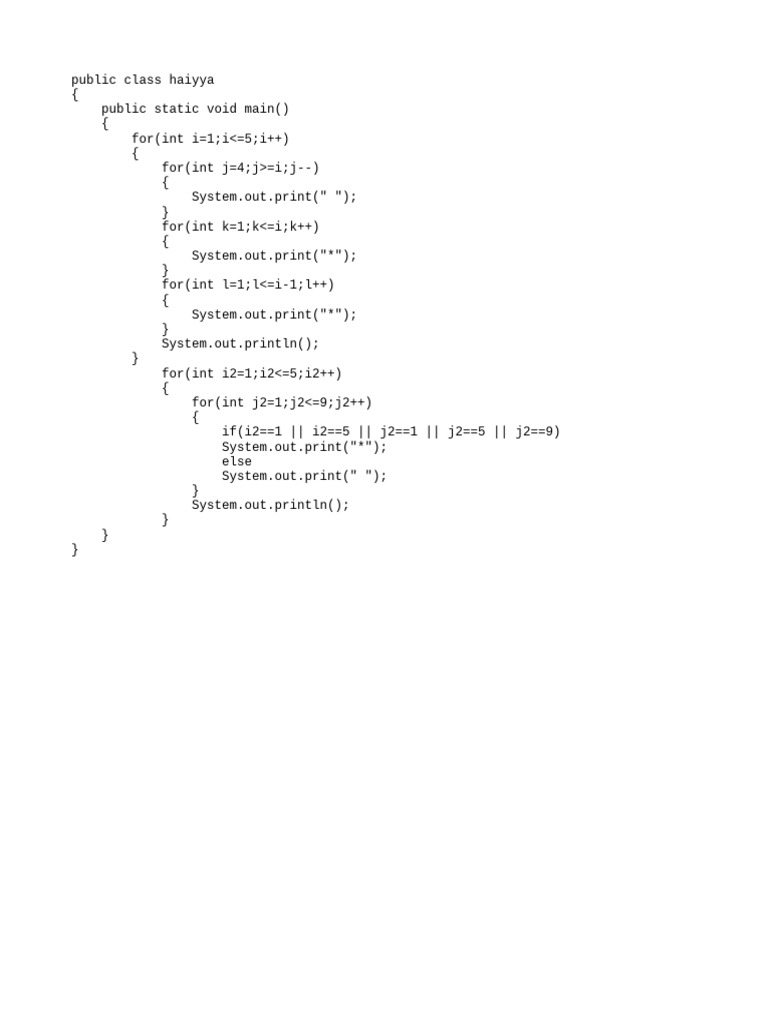 Java Star Pattern Program | PDF
