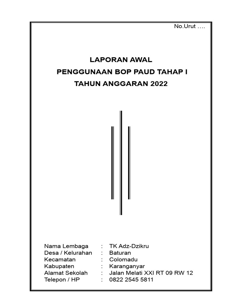 Laporan Awal BOP Adz-Dzikru 2022 Tahap 1 | PDF