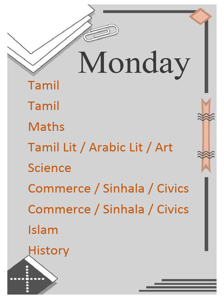 Grade 10A Weekly Class Schedule | PDF