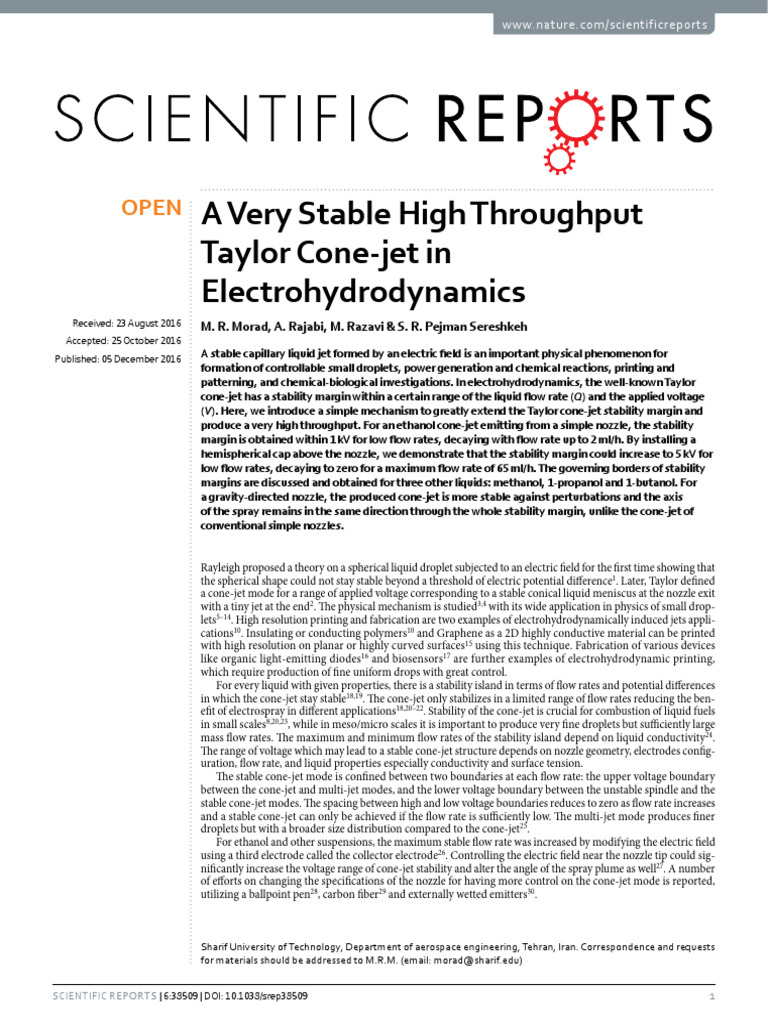 A Very Stable High Throughput Taylor Cone-Jet in Electrohydrodynamics ...