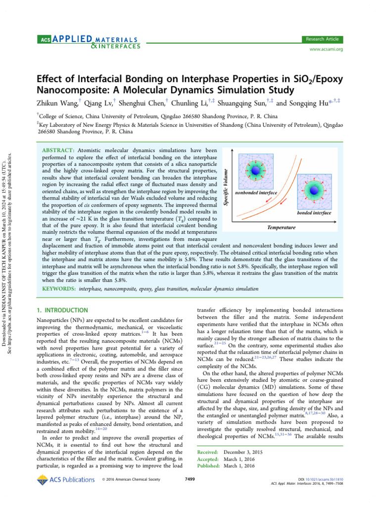 Wang Et Al 2016 Effect of Interfacial Bonding On Interphase Properties ...