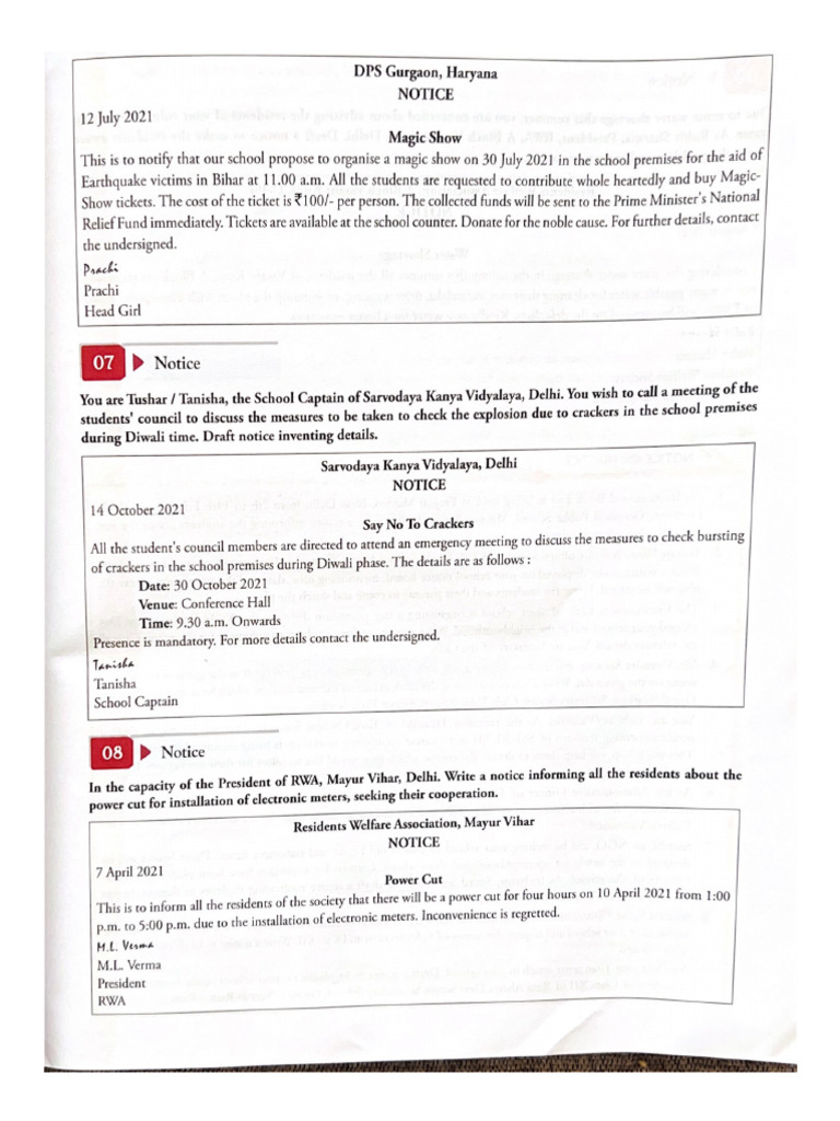 Notice and Report Writing Samples | PDF