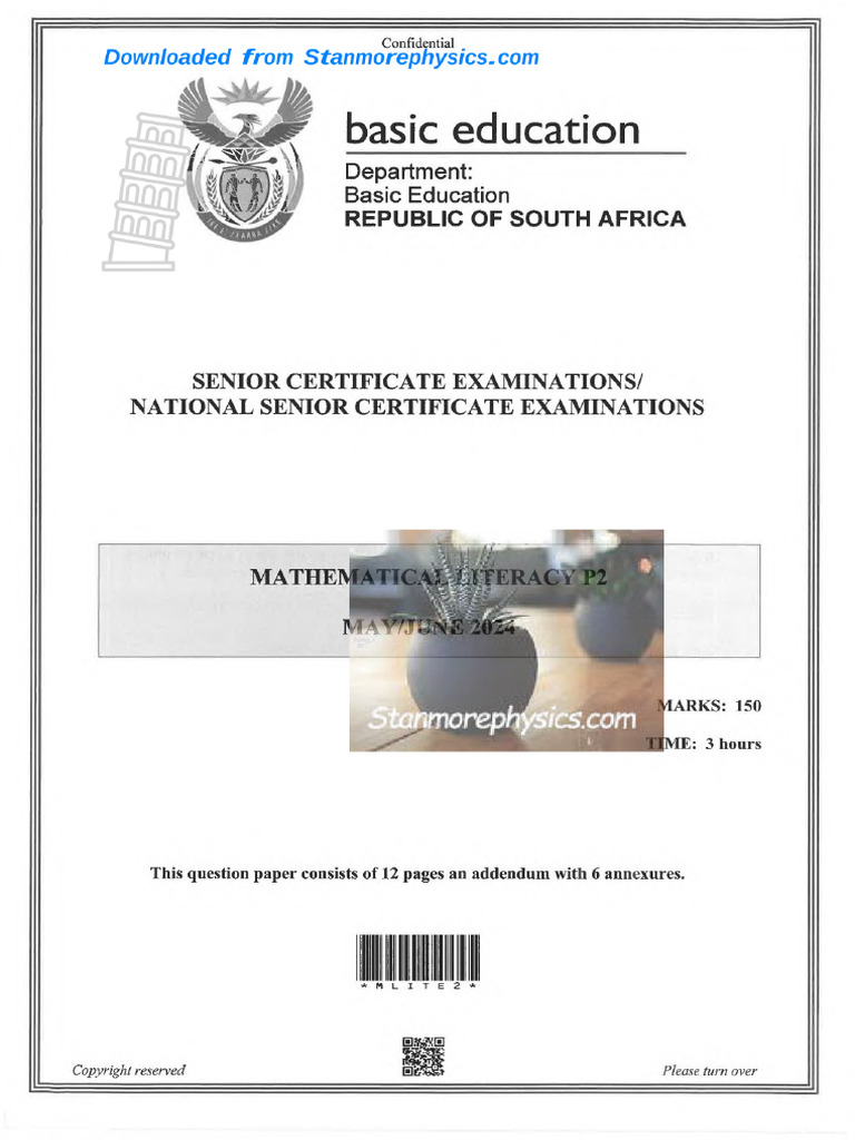 NSC Maths Literacy Grade 12 May June 2024 P2 Only | PDF