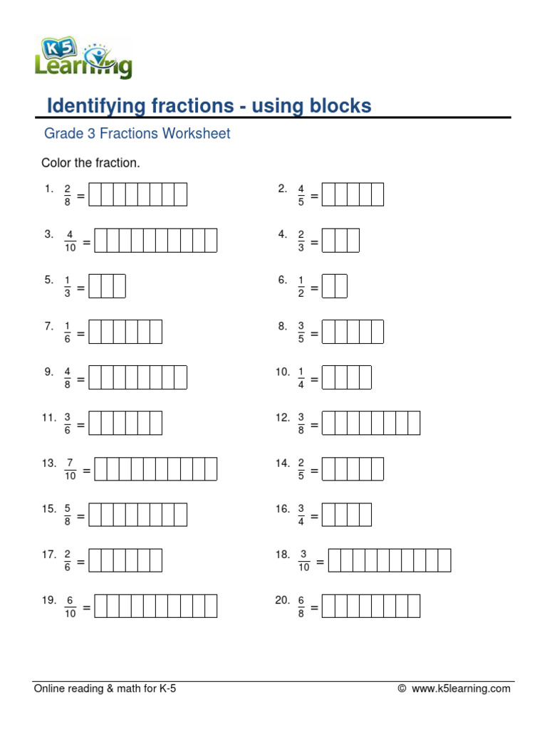 Grade 3 Fraction Coloring Worksheet | PDF
