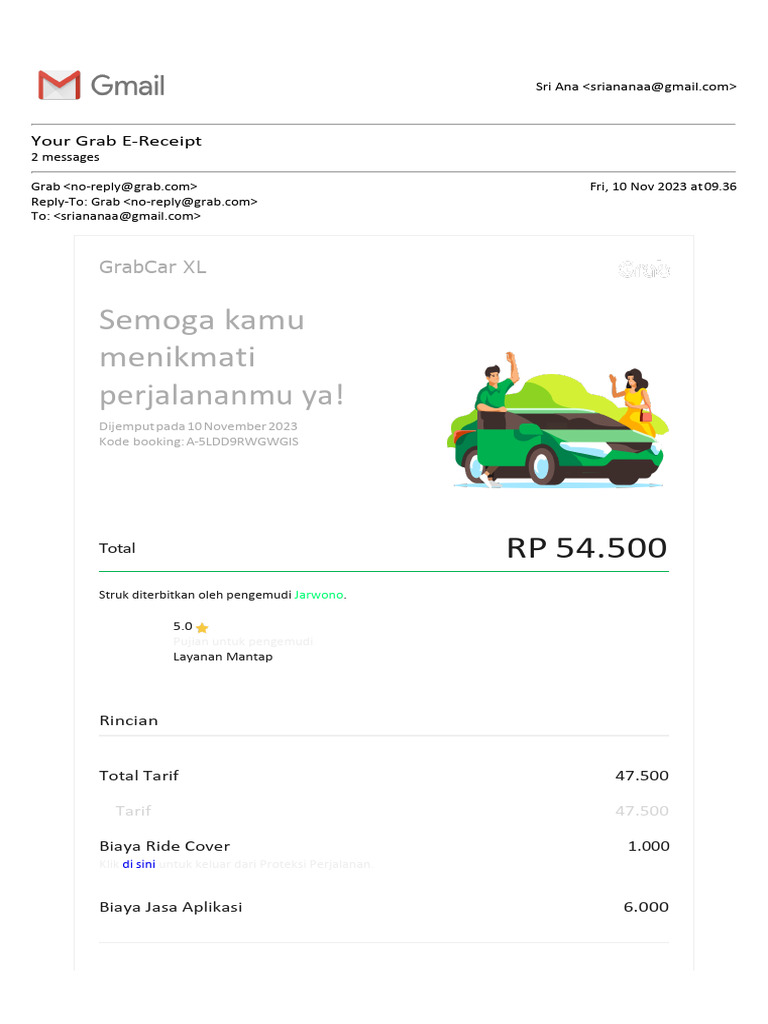 E-Receipt GrabCar XL 10 Nov 2023 | PDF