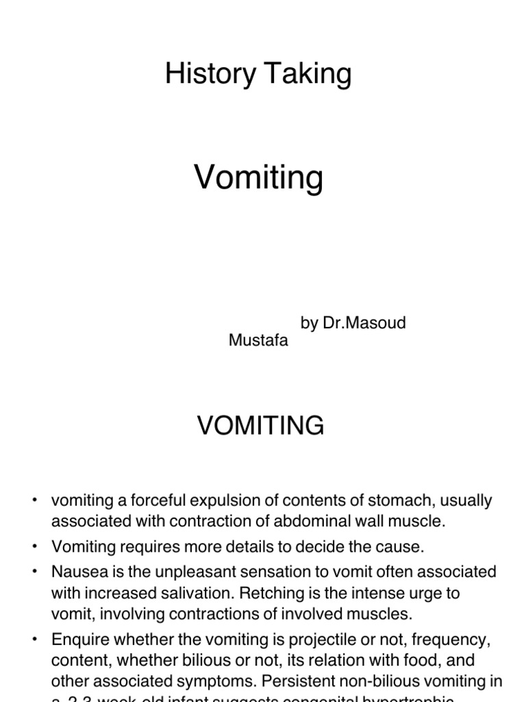 History Taking | PDF | Vomiting | Nausea