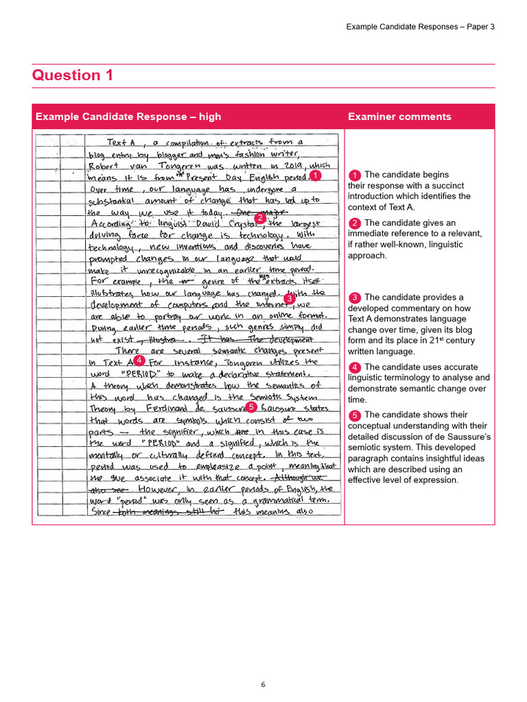 Example Responses for Paper 3 Analysis | PDF | Linguistics | Semantics
