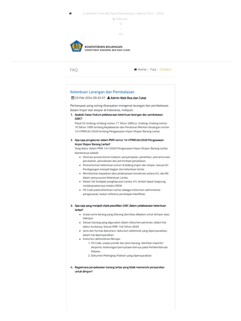 DJBC Ketentuan Larangan Dan Pembatasan 23 Feb 2024 | PDF | Pengelolaan Keuangan & Uang