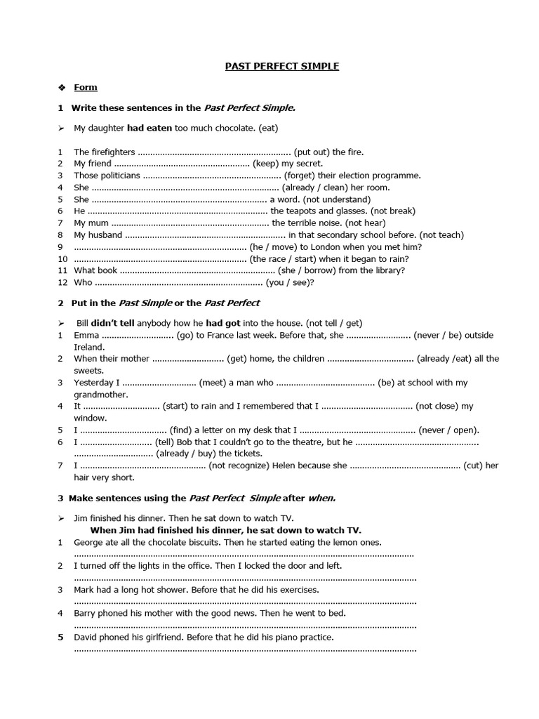 Past Perfect Simple | PDF | Games & Activities